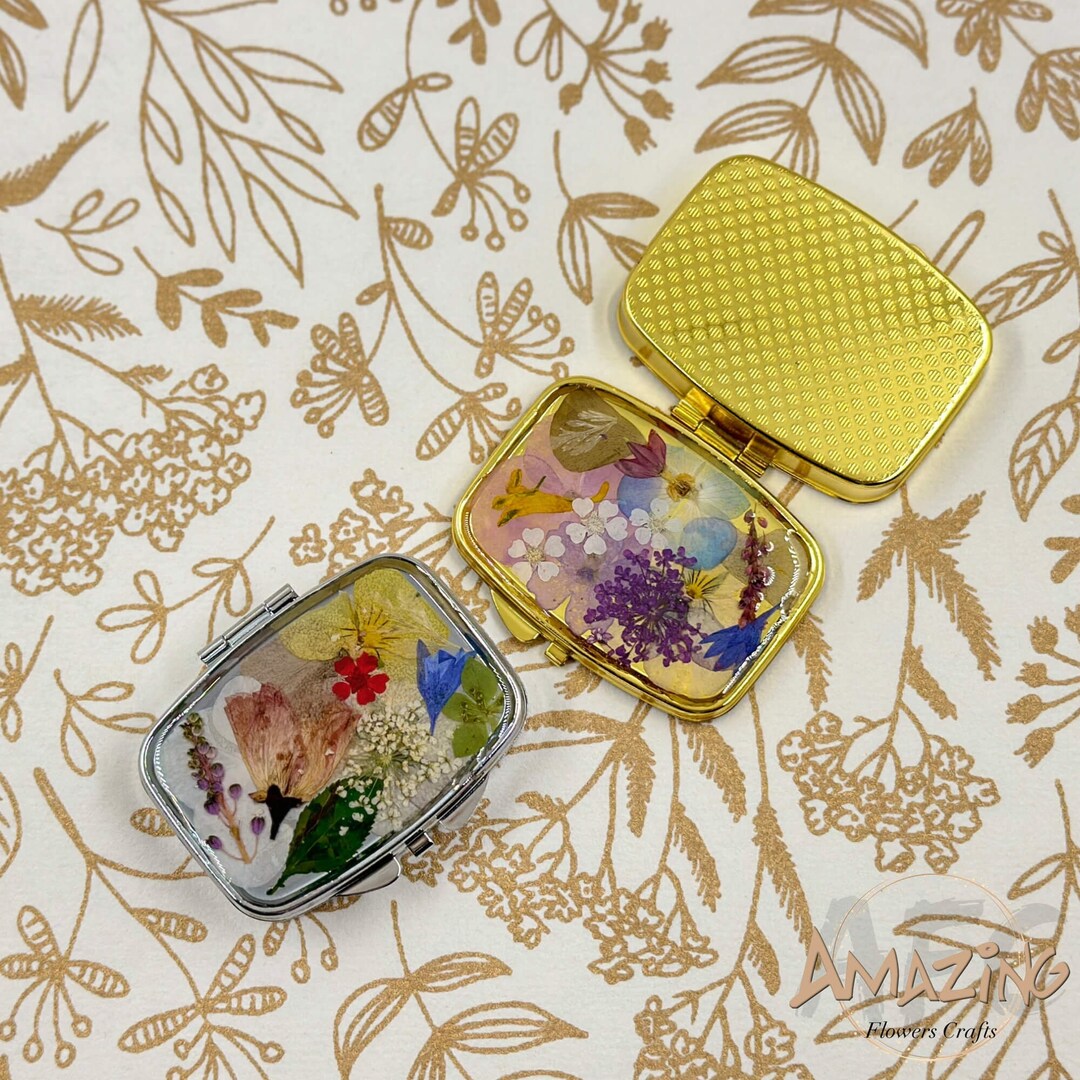 Square Pressed Flowers Jewelry Box | Birth Control Pill Box | Cute Pill ...