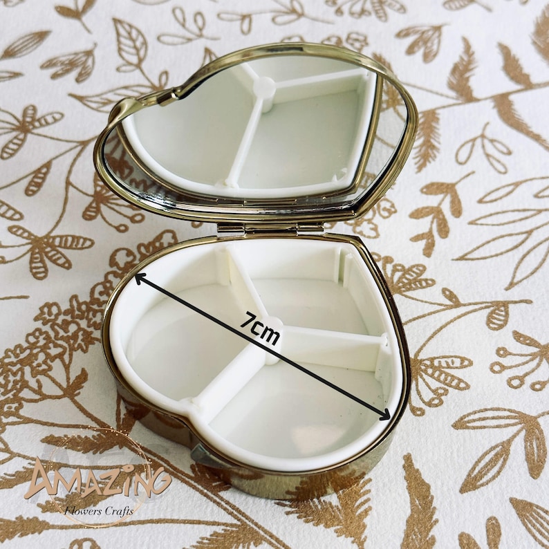 Heart Pressed Flowers Jewelry Box | Birth Control Pill Box | Cute Pill ...