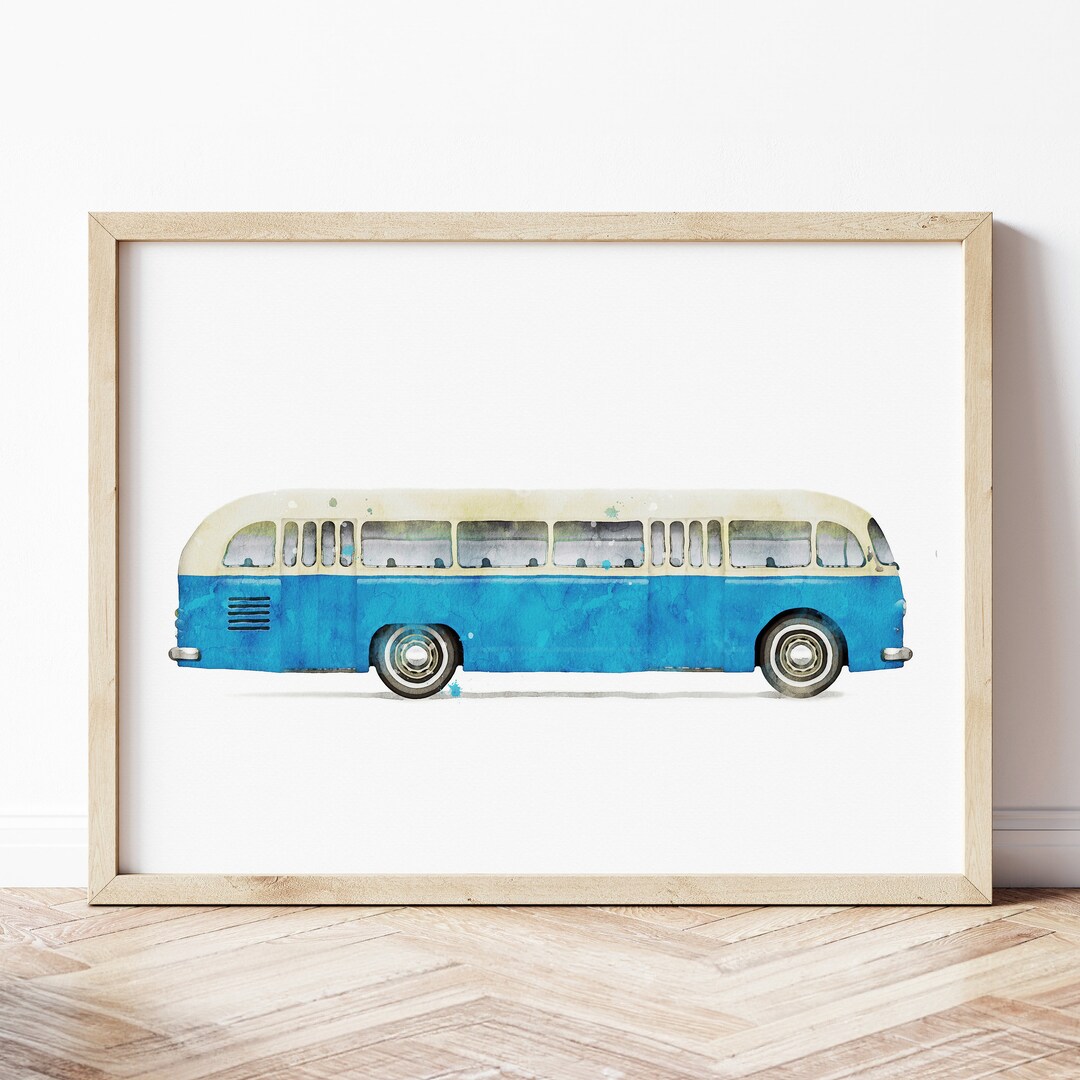 Retro Bus Print, Vintage Bus Poster, Bus Print, Automotive Wall Art ...