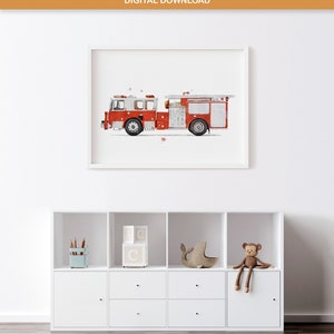 Fire Truck Print, Fire Truck Poster, Fire Engine Wall Art, Firetruck ...