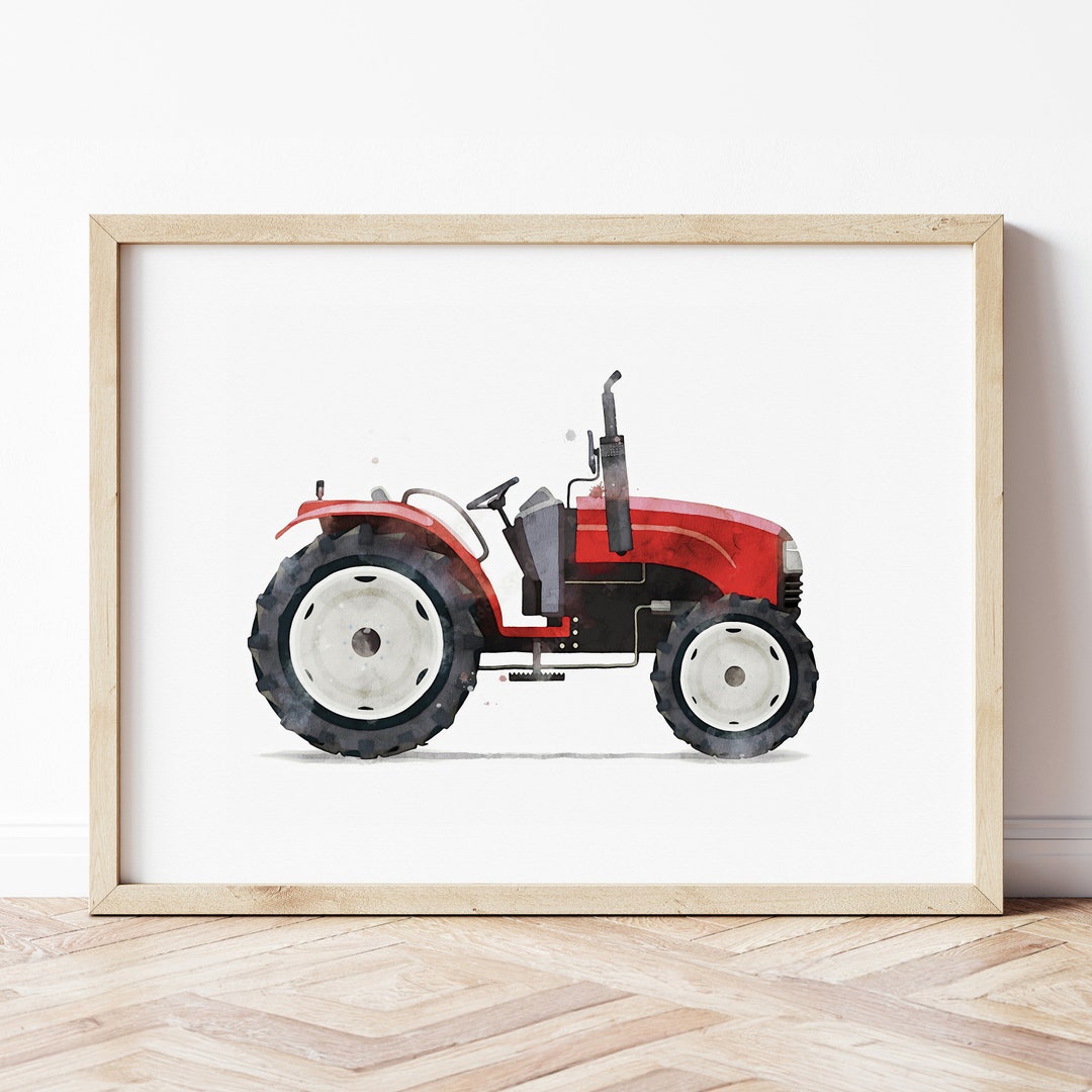 Red Tractor Print, Red Tractor Poster, Tractor Wall Art, Farm Truck ...