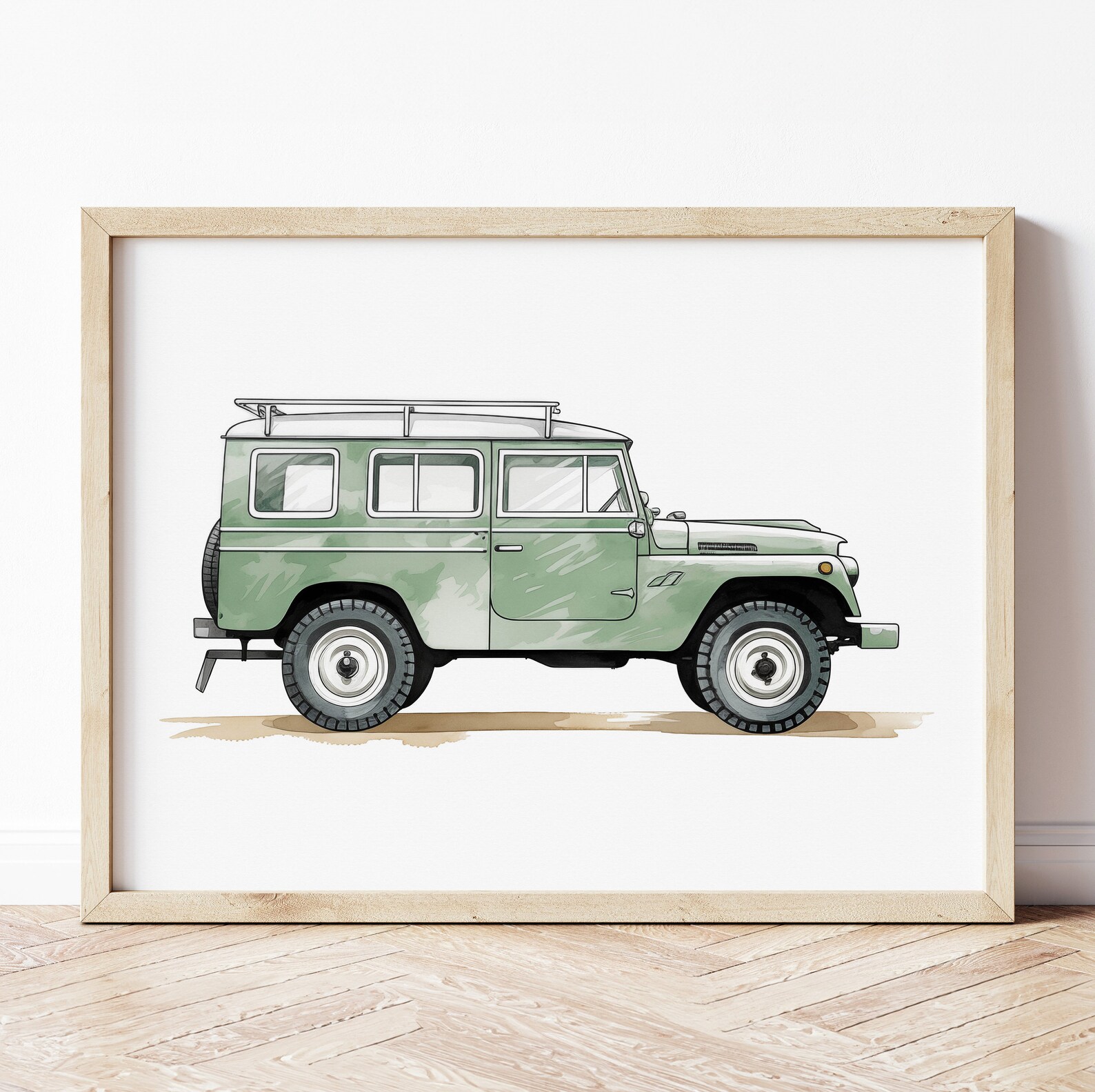 Vintage Sage Green Offroad Car Print, Retro Car Poster, Automotive Art ...
