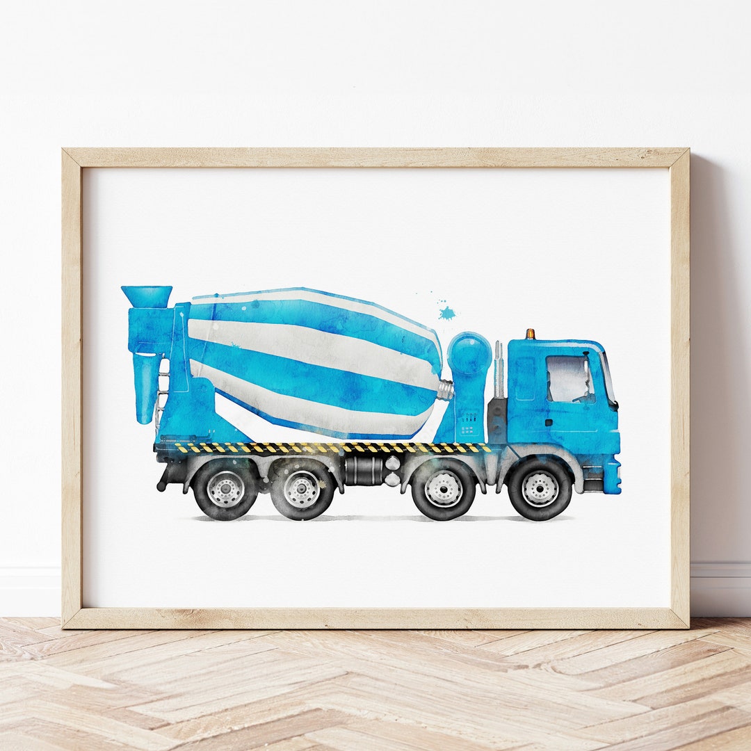 Cement Mixer Print, Cement Truck Poster, Cement Mixer Wall Art ...