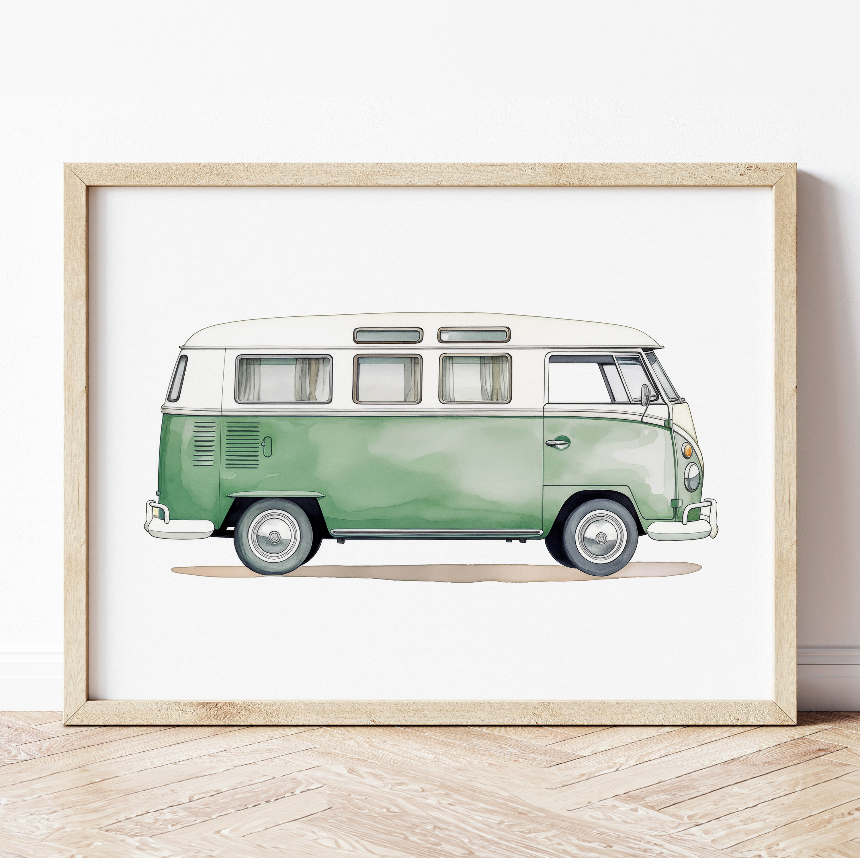 Vintage Sage Green Van Print Retro Car Poster Automotive - Etsy