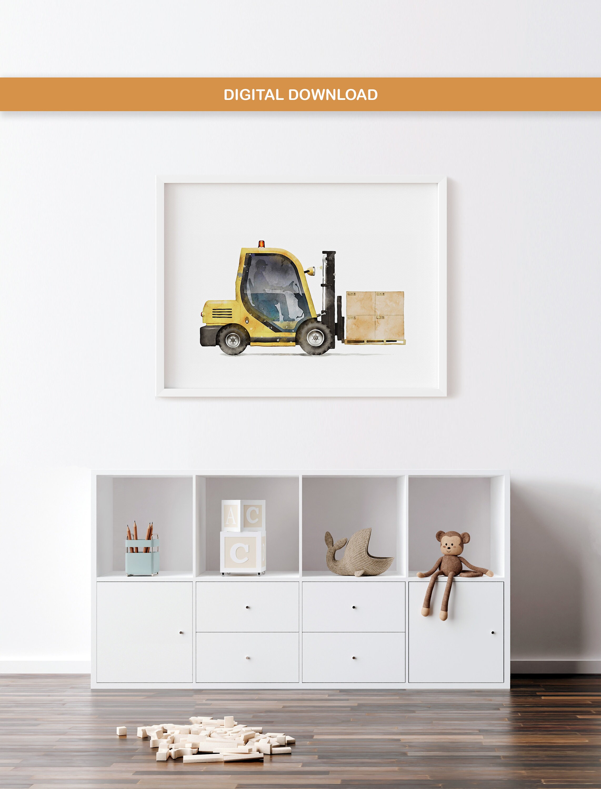 Forklift Print, Forklift Truck Poster, Lift Truck Wall Art ...