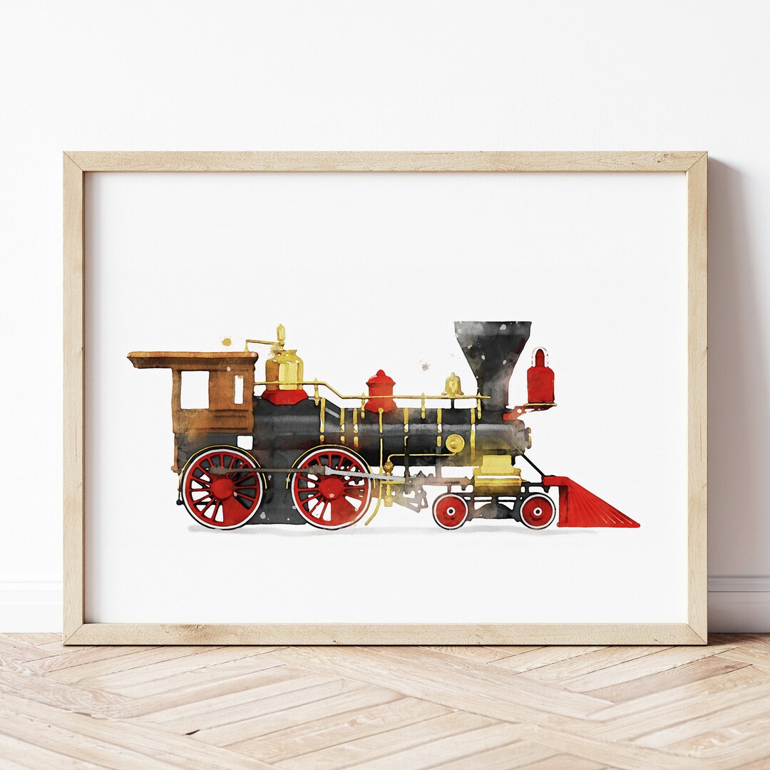 Locomotive Print, Train Print, Train Wall Art, Steam Train Poster ...