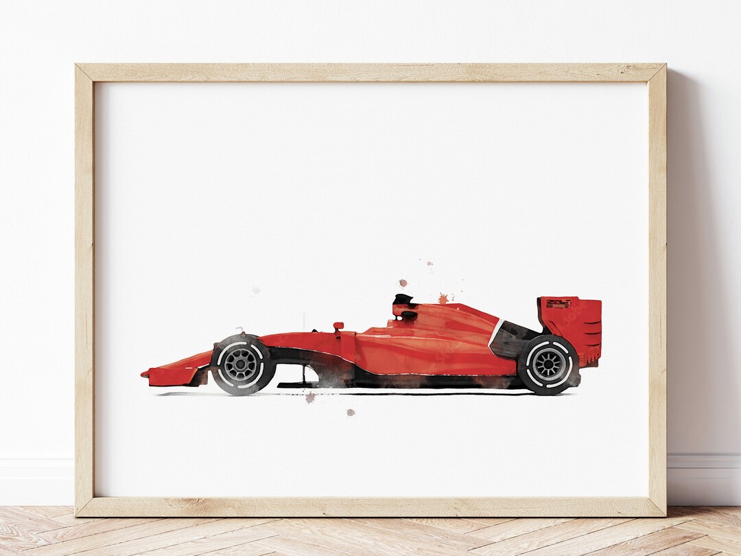 Formula 1 Car Print, Racing Car Print, Red Race Car Poster, Vehicle ...