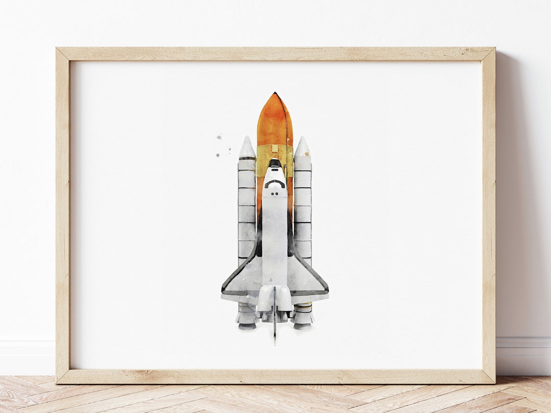 Space Rocket Print, Space Shuttle Poster, Spaceship Wall Art, Space Art ...