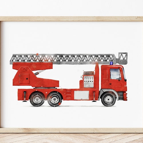 Fire Truck Print Fire Truck Poster Fire Engine Wall Art - Etsy