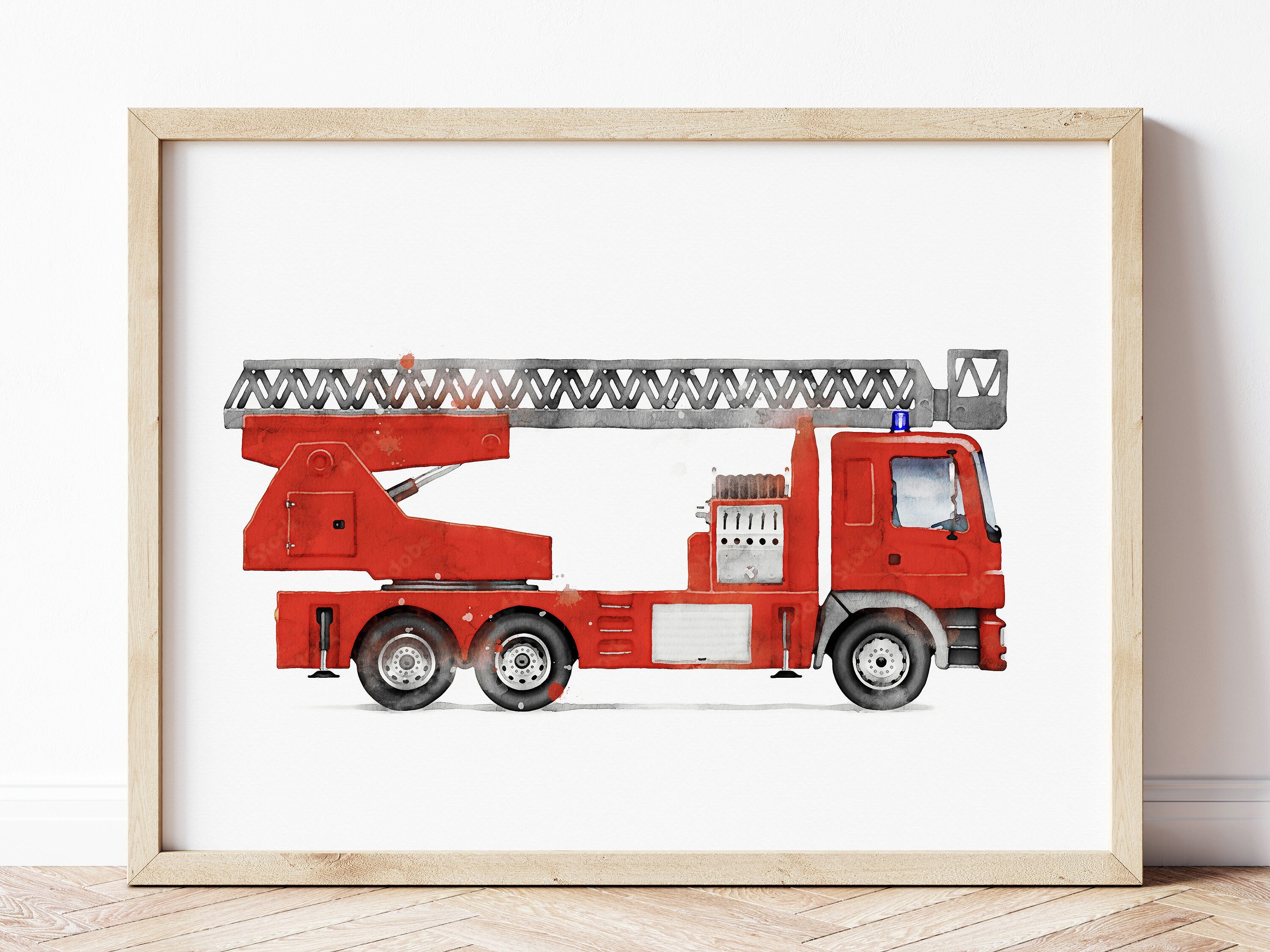 Fire Truck Ladder Print, Fire Truck Poster, Fire Engine Wall Art ...