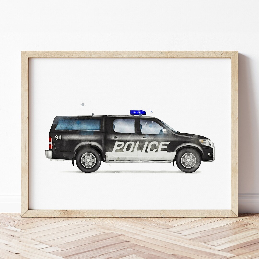 Police Pickup Print, Police Car Poster, Police Car Wall Art, Automotive ...