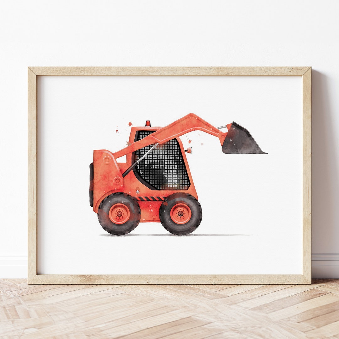 Red Skid-steer Print, Skid Loader Poster, Skid-steer Wall Art ...