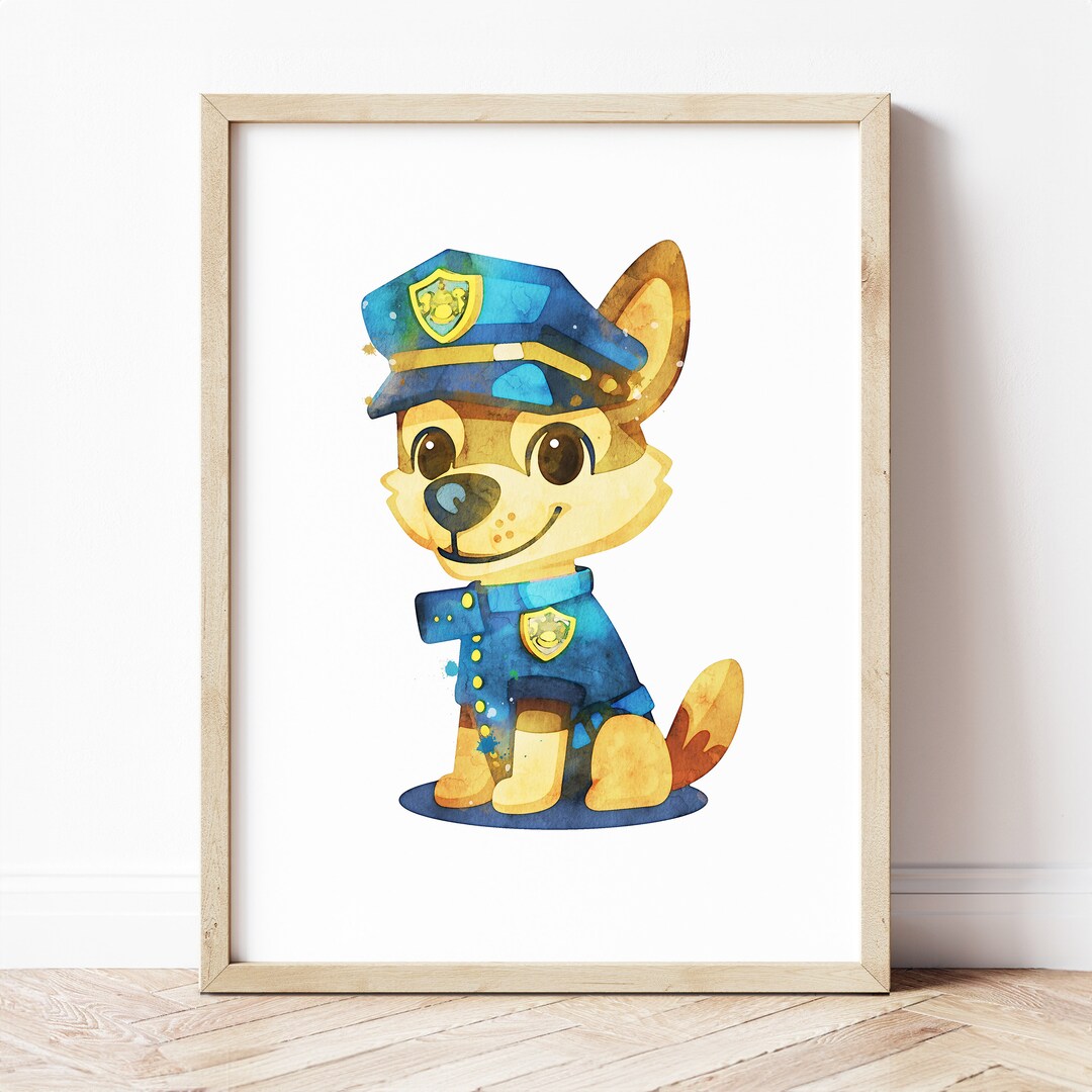 Cartoon Police Puppy Print - Animal Policeman Nursery Wall Art - Police ...