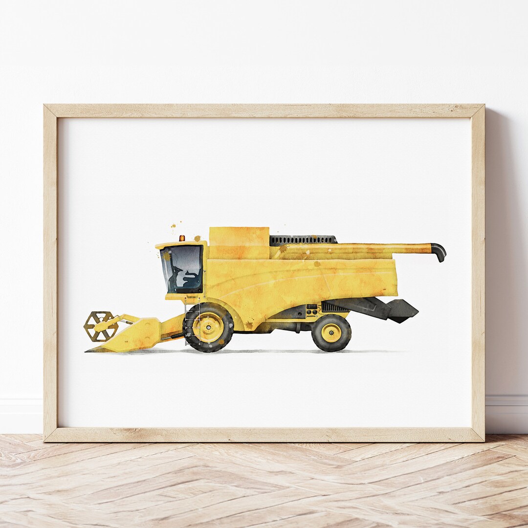 Combine Harvester Print, Combine Poster, Tractor Print, Farm Truck ...
