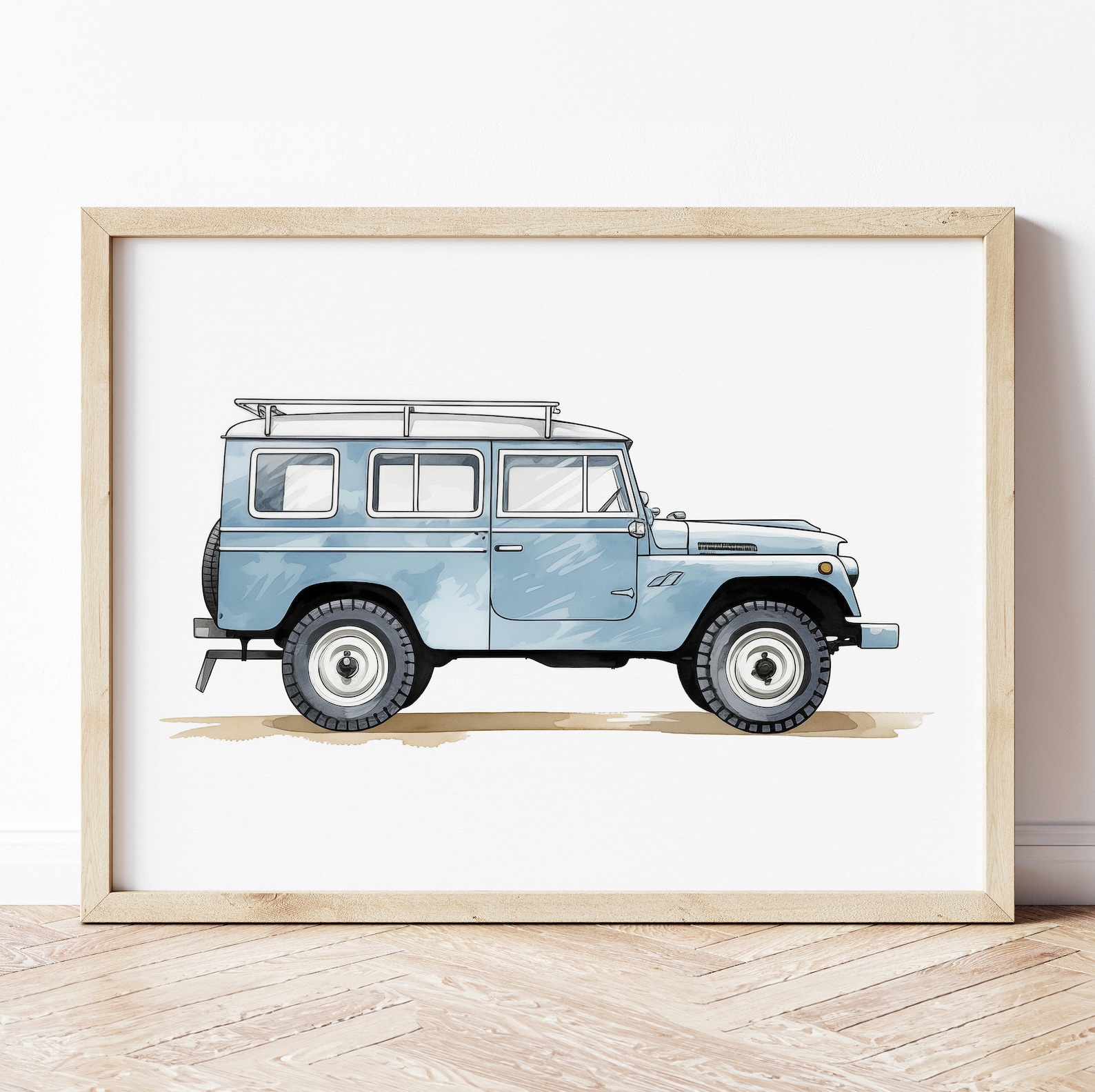 Vintage Pale Blue Offroad Car Print, Retro Car Poster, Automotive Art ...