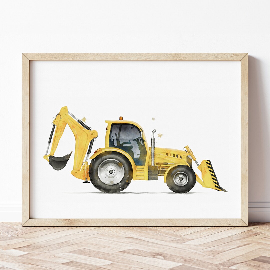 Backhoe Print, Backhoe Loader Poster, Digger Wall Art, Construction ...