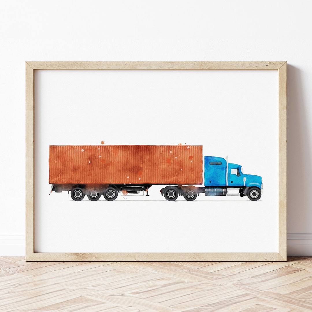 Trailer Truck Print, Trailer Print, Trailer Poster, Trailer Wall Art ...