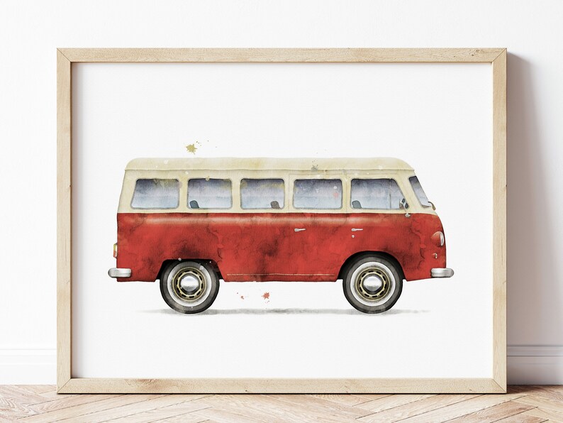 Retro Minibus Print Vintage Minibus Poster Automotive Wall - Etsy