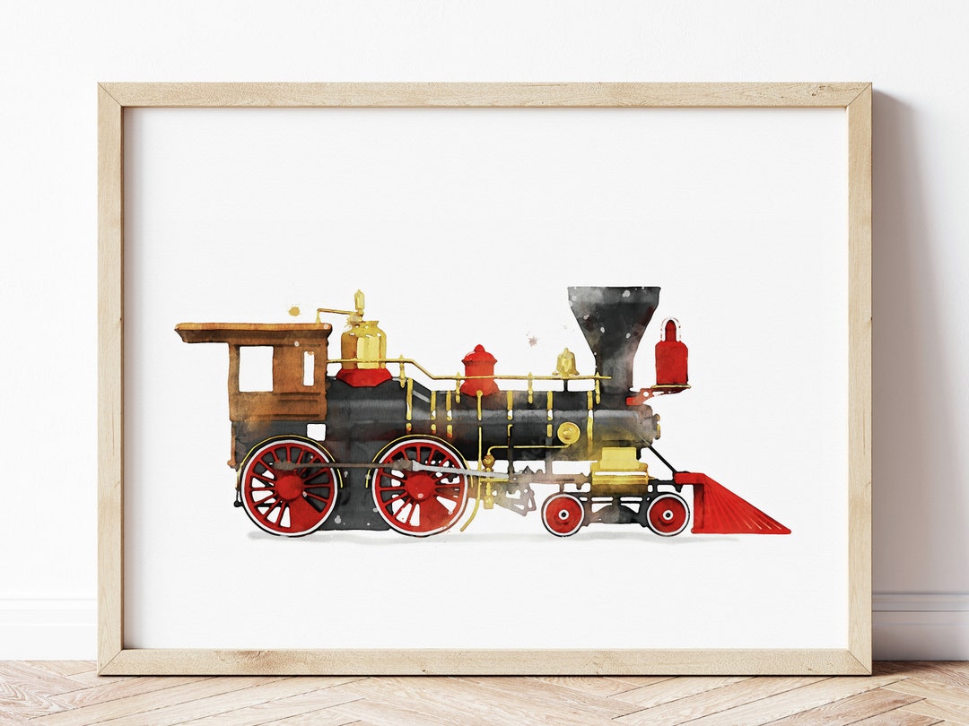 Locomotive Print, Train Print, Train Wall Art, Steam Train Poster ...