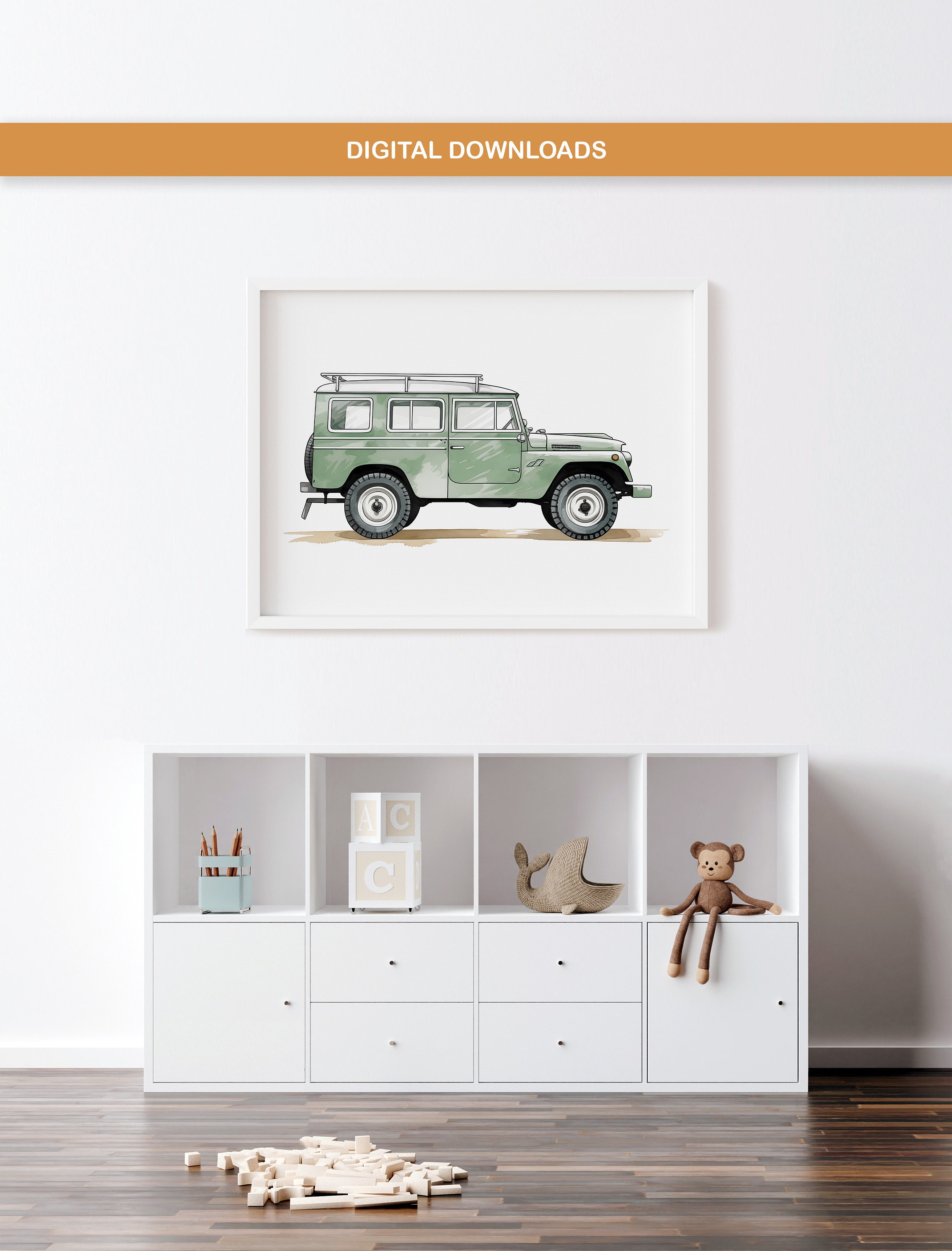 Vintage Sage Green Offroad Car Print Retro Car Poster - Etsy
