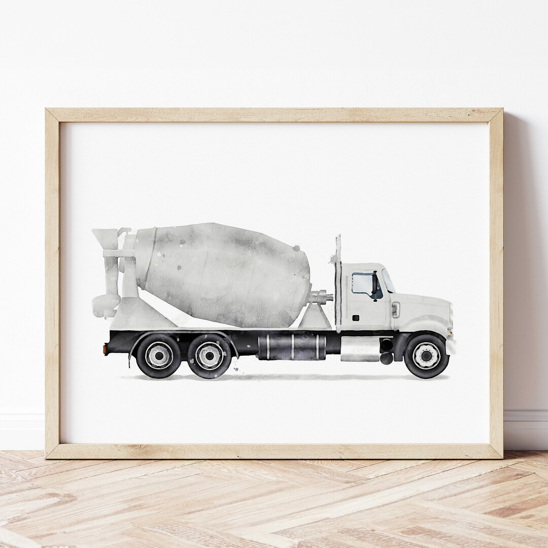 Concrete Mixer Print, Mixer Truck Poster, Cement Mixer Wall Art ...