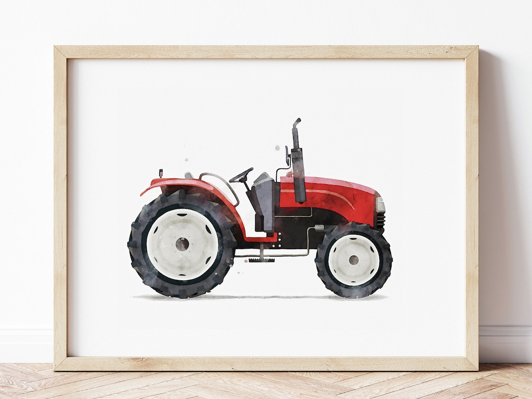 Red Tractor Print Red Tractor Poster Tractor Wall Art Farm - Etsy