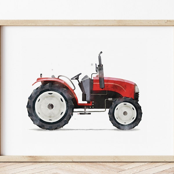 Red Tractor Painting - Etsy