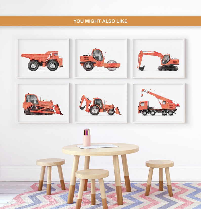Backhoe Print, Backhoe Loader Poster, Digger Wall Art, Construction ...