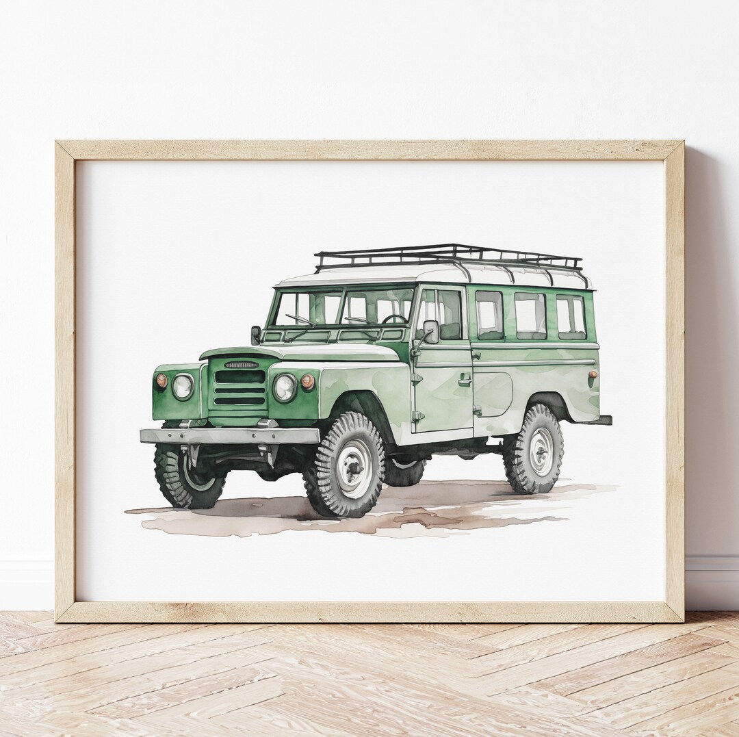 Classic Sage Green Offroad Car Print, Retro Car Poster, Automotive Art ...