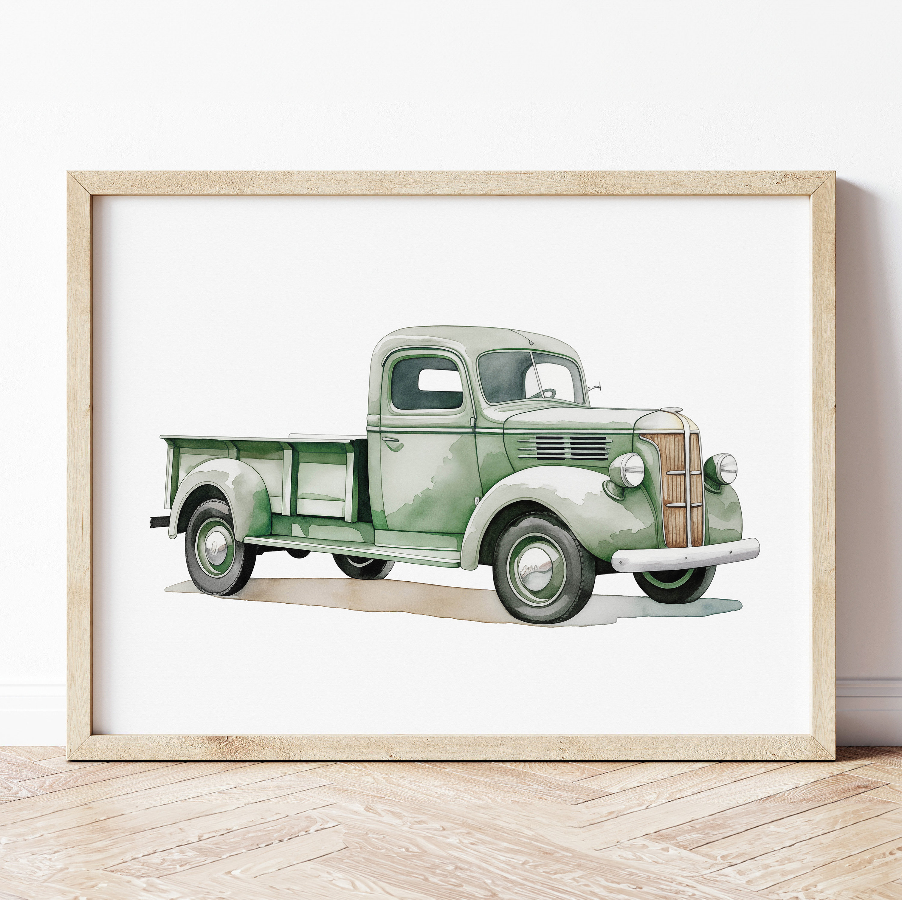 Classic Sage Green Truck Print, Retro Car Poster, Automotive Art ...