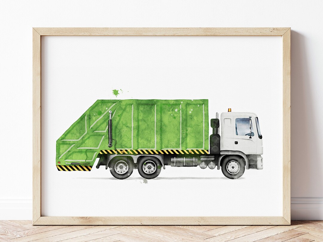 Garbage Truck Print, Garbage Truck Poster, Utility Vehicle Wall Art ...