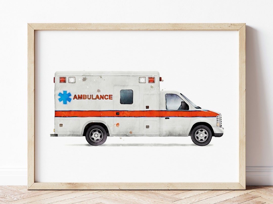 Ambulance Truck Print, Ambulance Car Poster, Ambulance Truck Wall Art ...