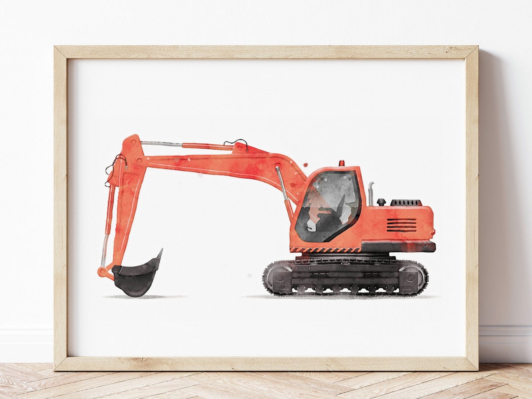 Red Excavator Print Red Digger Poster Digger Wall Art - Etsy