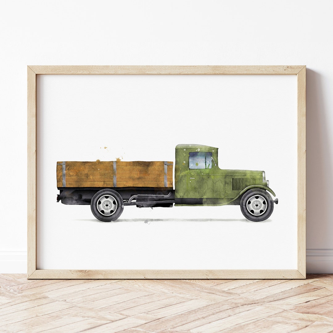 Vintage Truck Print, Retro Truck Poster, Automotive Wall Art, Vehicle ...