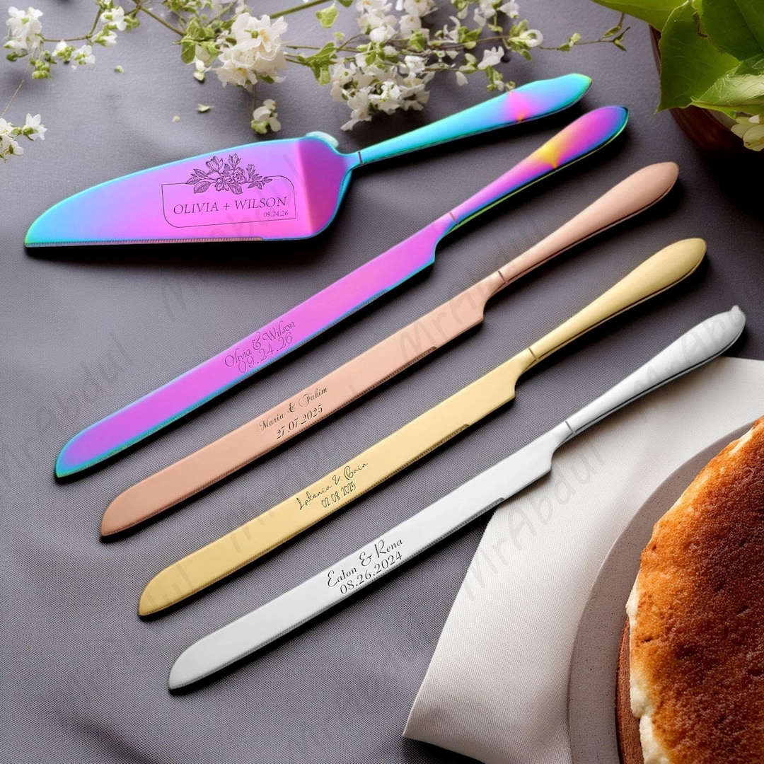 Custom Cake Server Set, Cake Cutter Set, Personalized Wedding Cake ...