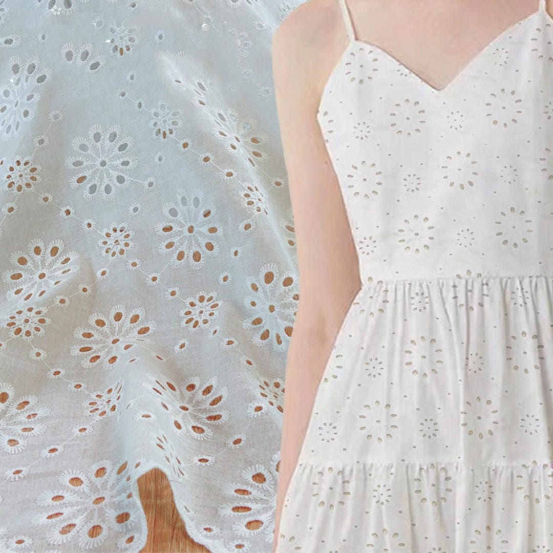 Retro Style Eyelet Cotton Fabric off White Color 51" Width 1 Yard - Etsy
