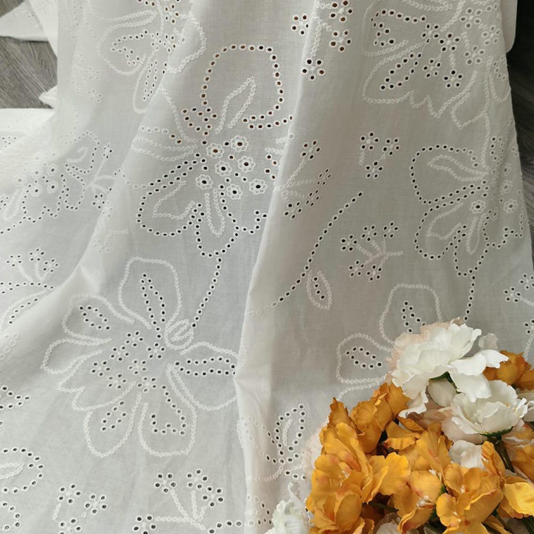 Off White Eyelet Fabric, Embroidery Cotton, for Wedding Boho Dress ...