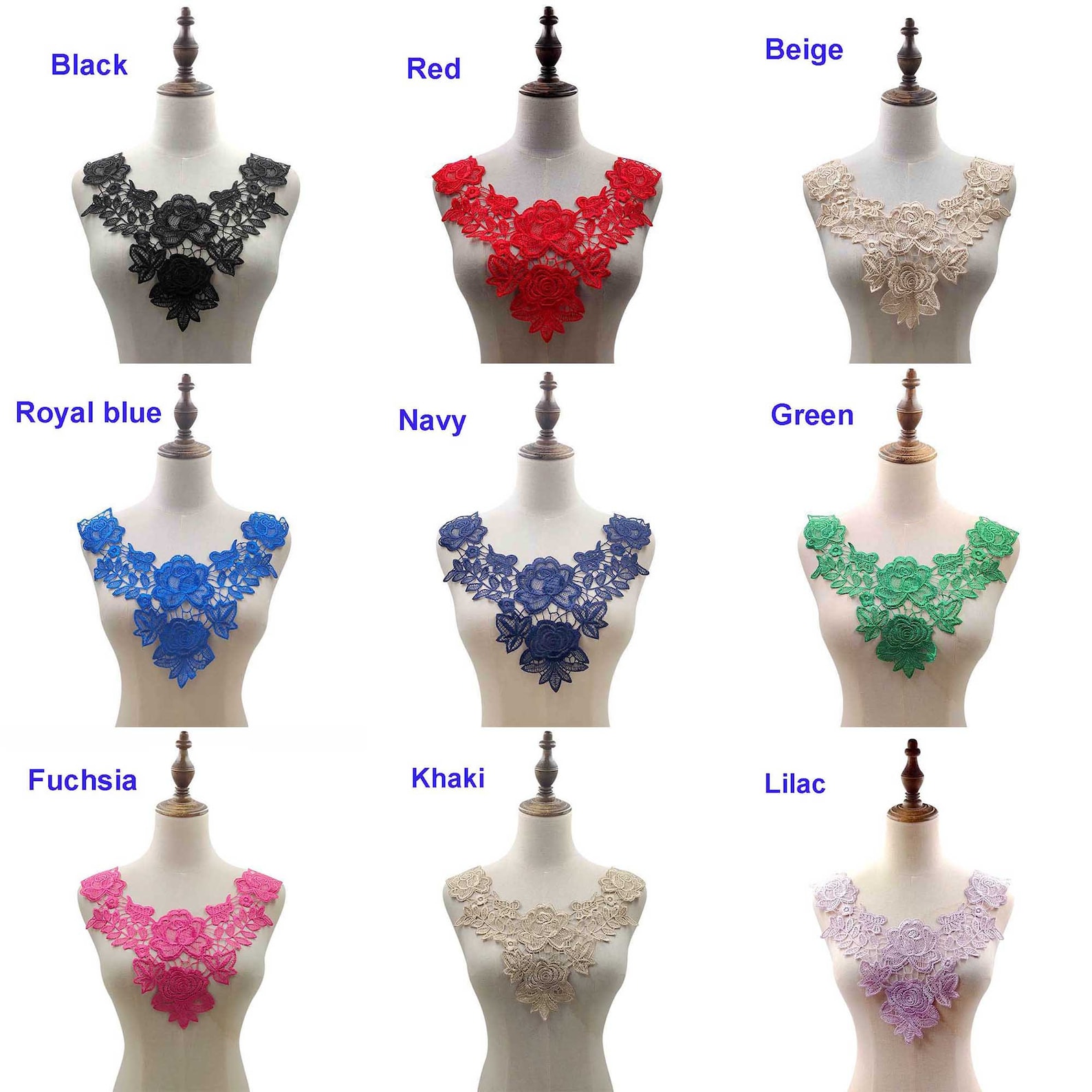 Vintage Lace Collar off White Embroidery Lace Collar Applique One Piece ...