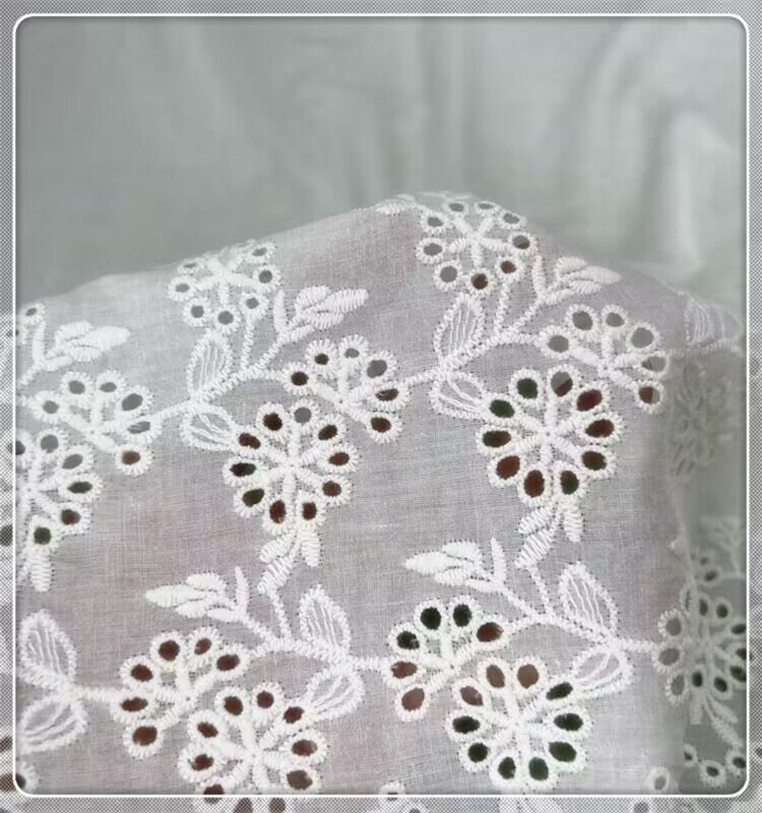 Cotton Eyelet Lace Fabric, off White Eyelet Skirts Fabric, Chic Boho ...