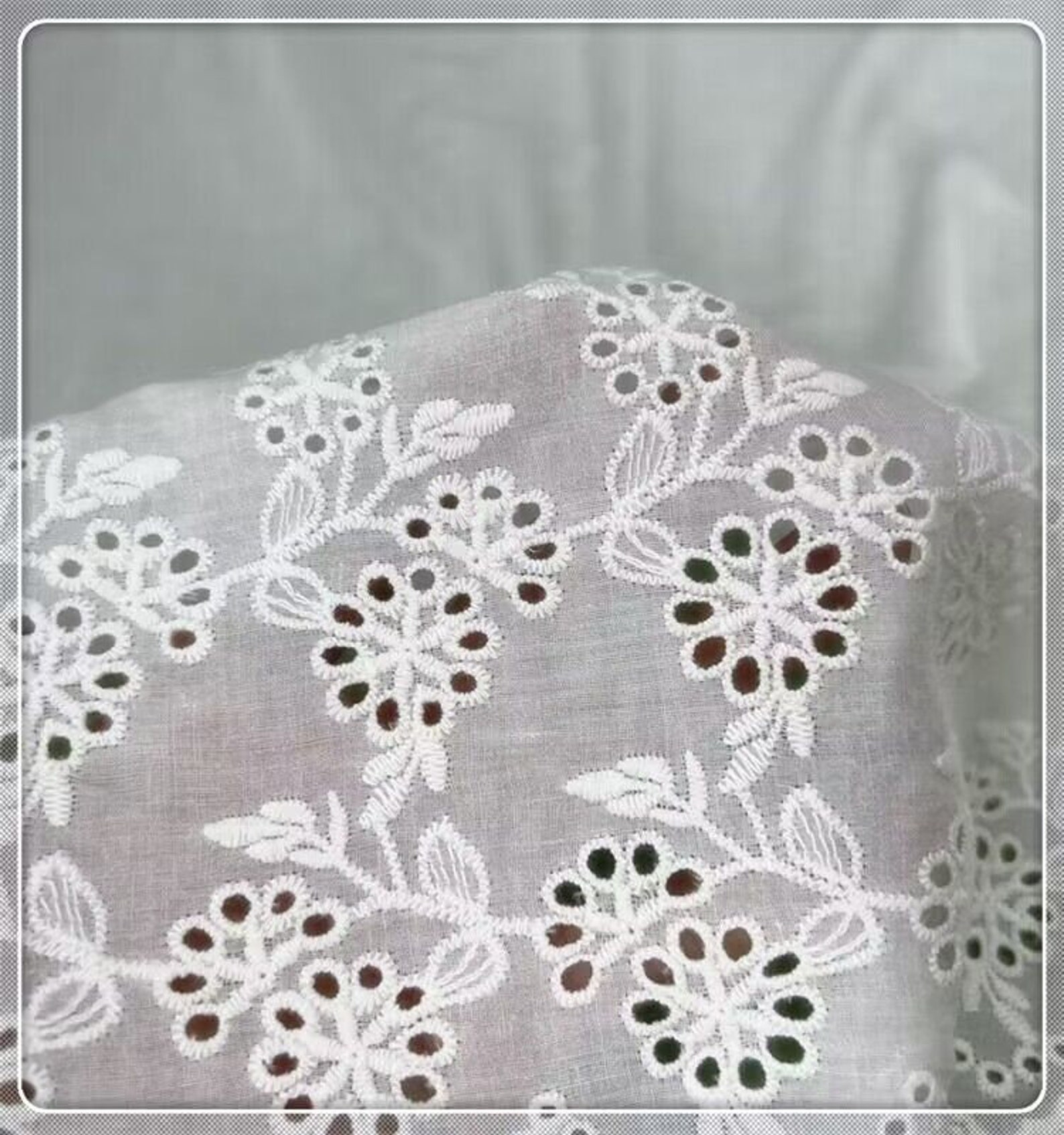 Cotton Eyelet Lace Fabric, off White Eyelet Skirts Fabric, Chic Boho ...