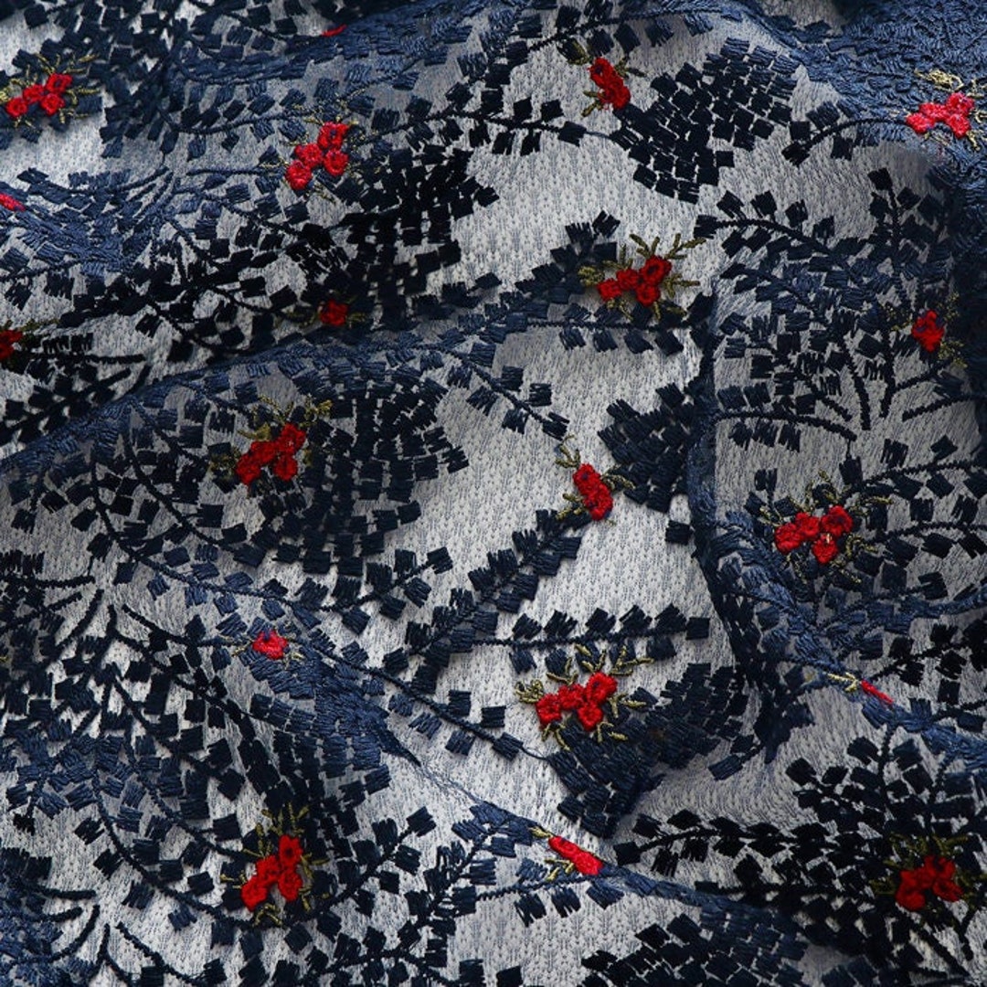 Embroidered Red Rose Colorful Flower Floral Lace Fabric,wedding Lace ...