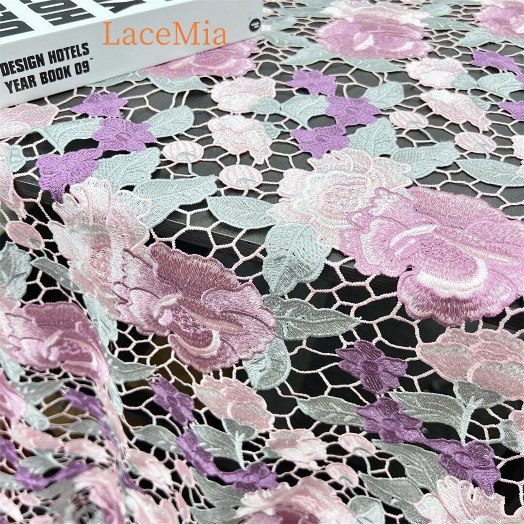 Water Soluble Bridal Lace Fabric, Crocheted Hollowed Flower Fabric, for ...