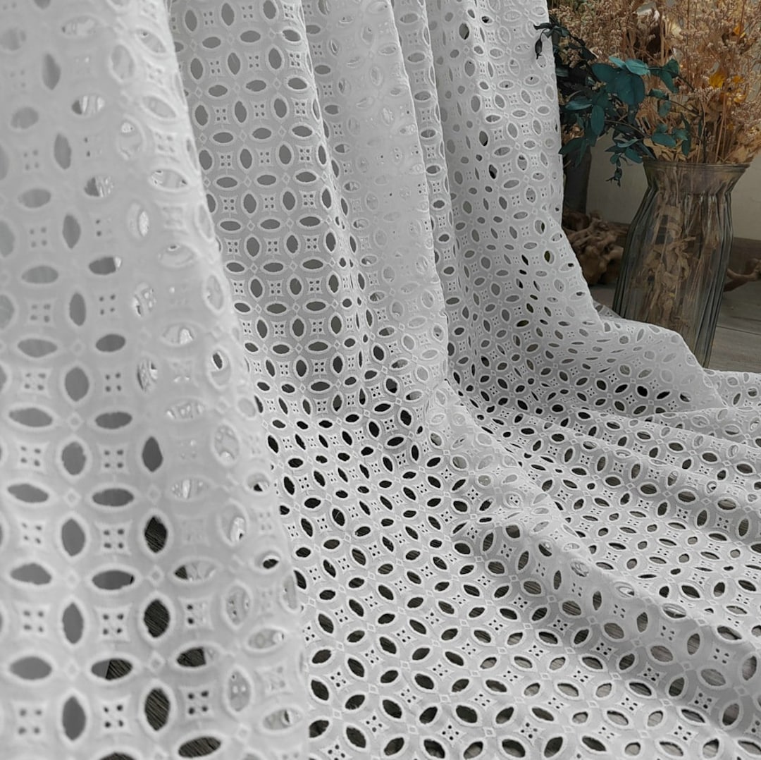 Cotton Scalloped Fabric off White Eyelet Cotton Fabric for Maxi Dress ...