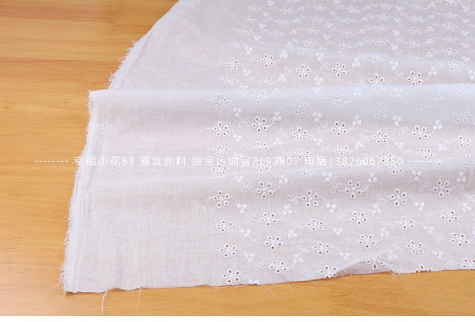 Off White Cotton Lace Fabric by Yard, Cotton Eyelet Flower Fabric, Girl ...