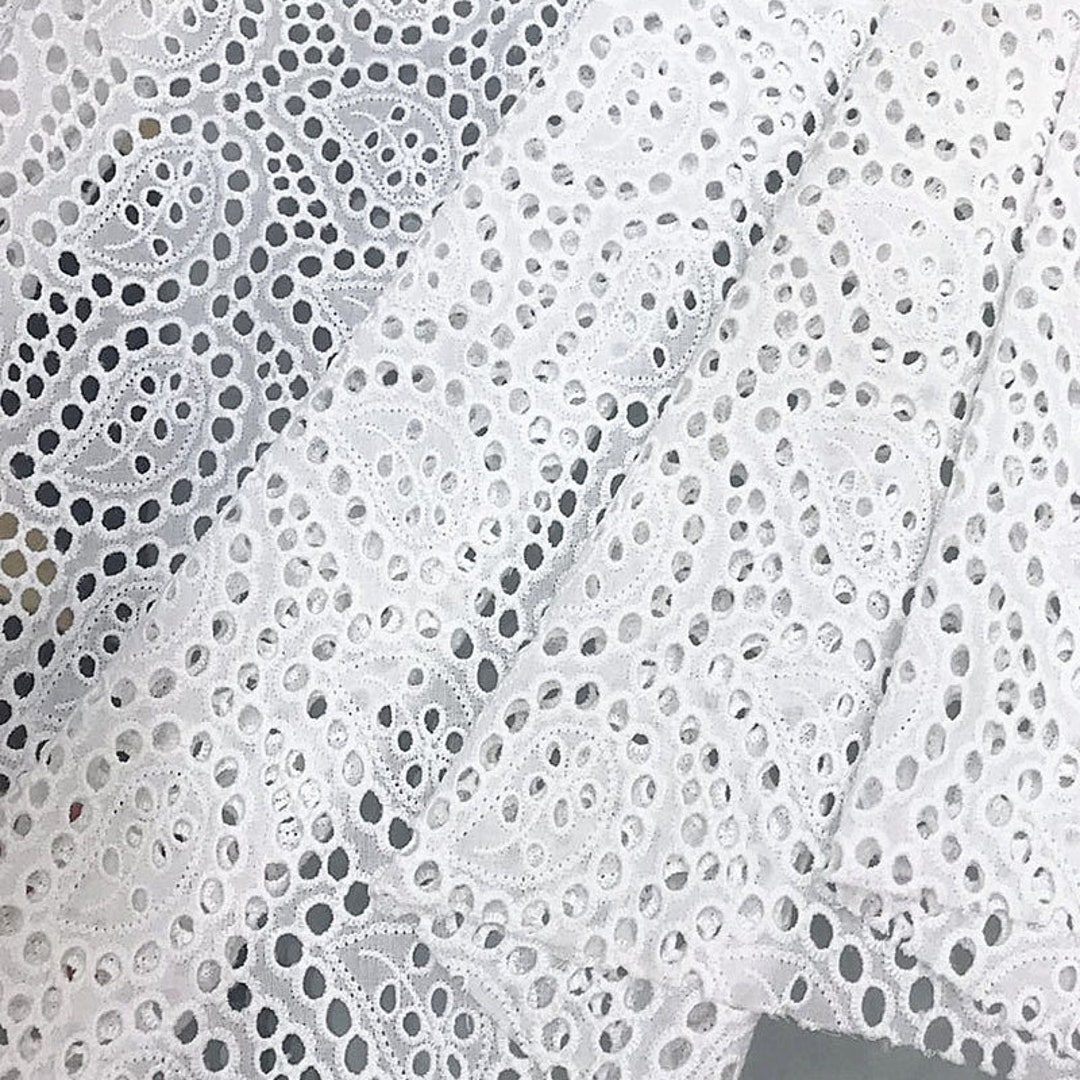 Cotton Scalloped Fabric off White Eyelet Cotton Fabric for - Etsy