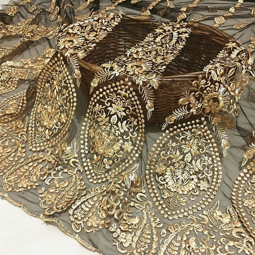 New Gold Lace Fabric, Radial Pattern Mesh Lace Fabric ,wedding Bridal ...