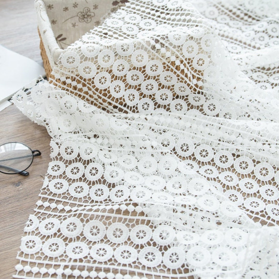 Ivory Circle Embroidery Lace Fabric ,for Veils, Bridal Gown, Curtain ...