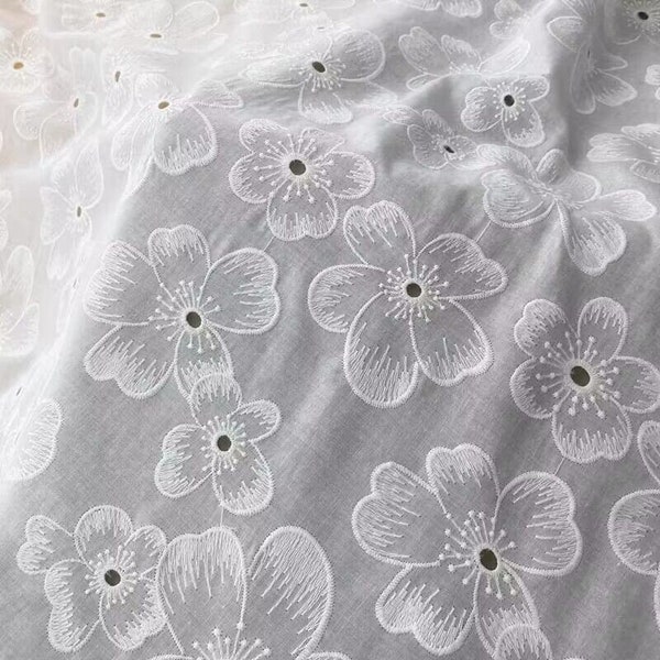 White Cotton Eyelet Fabric - Etsy