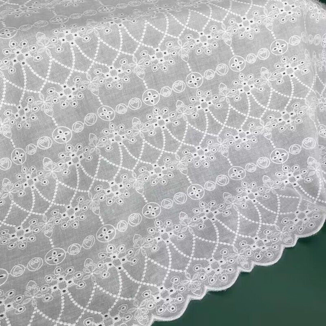 Sewing Indian Cotton Fabric Crafting White Eyelet Fabric Dyeable ...