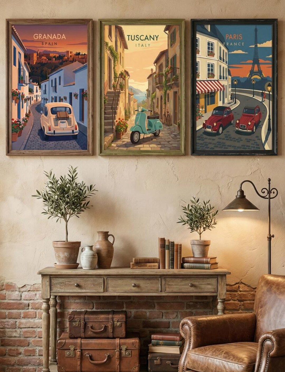 Vintage Europe Travel Poster Set, Italy France Spain Art (digital ...